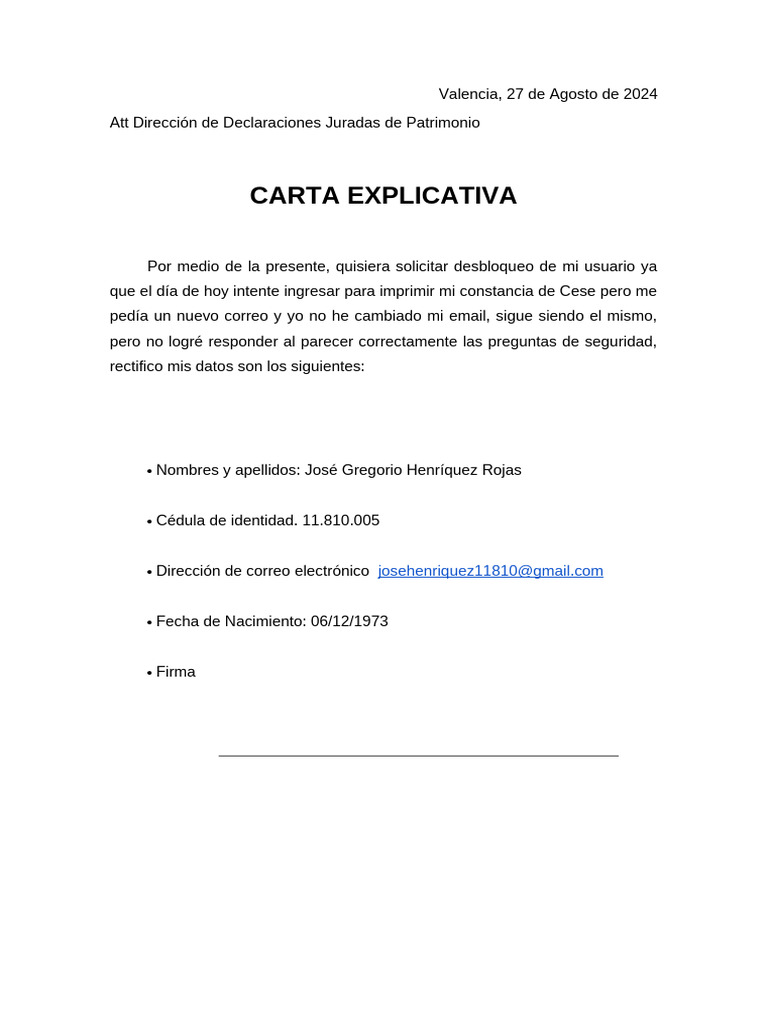 Carta Explicativa | PDF