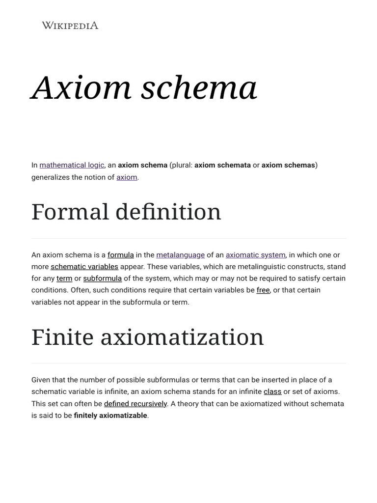 Axiom Schema - Wikipedia | PDF | Axiom | Mathematical Concepts