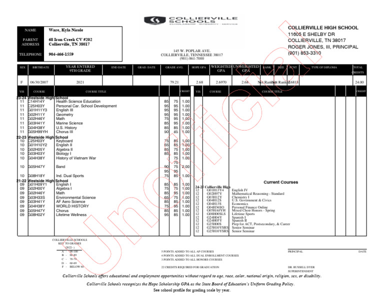 Updated Senior Transcripts[10] Copy (Dragged) 93 | PDF