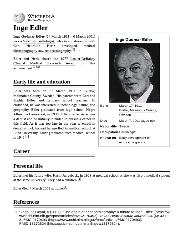 Inge_Edler | PDF | Medical Diagnosis | Medicine