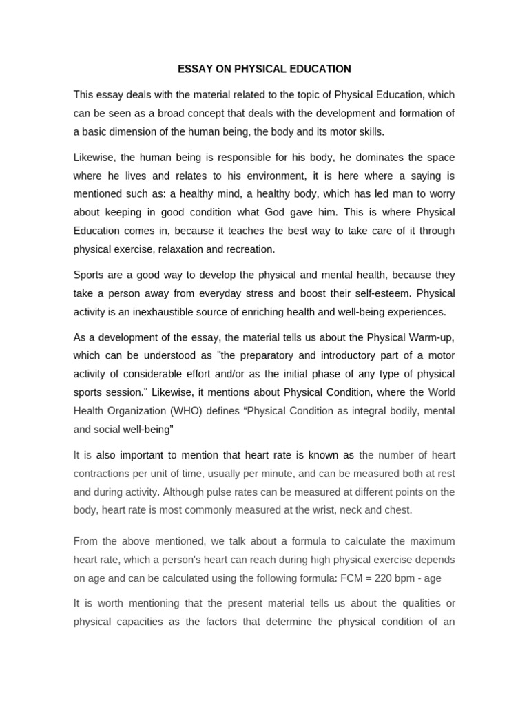 Essay On Physical Education | PDF | Heart Rate | Sports