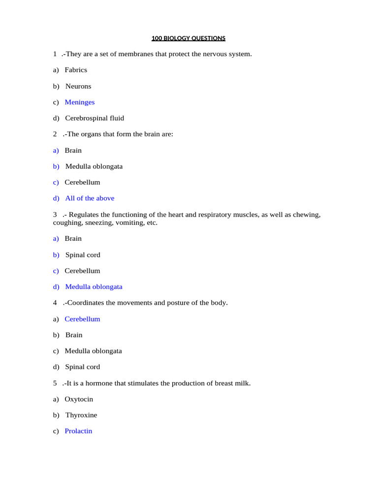 100 Questions of Biology | PDF | Genotype | Metabolism