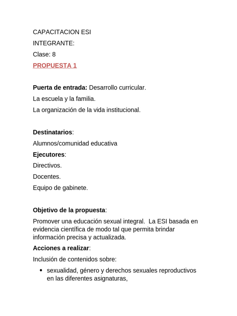 Propuestas - Proyecto Esi. | PDF