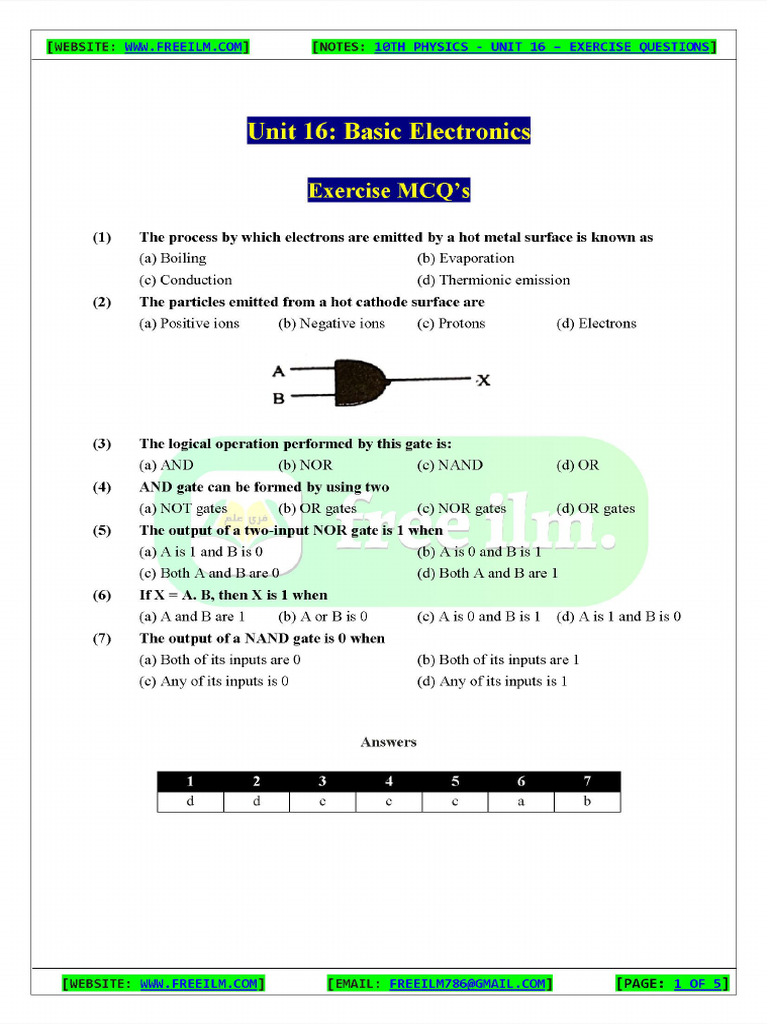10th Phy CH 16 Exercise | PDF
