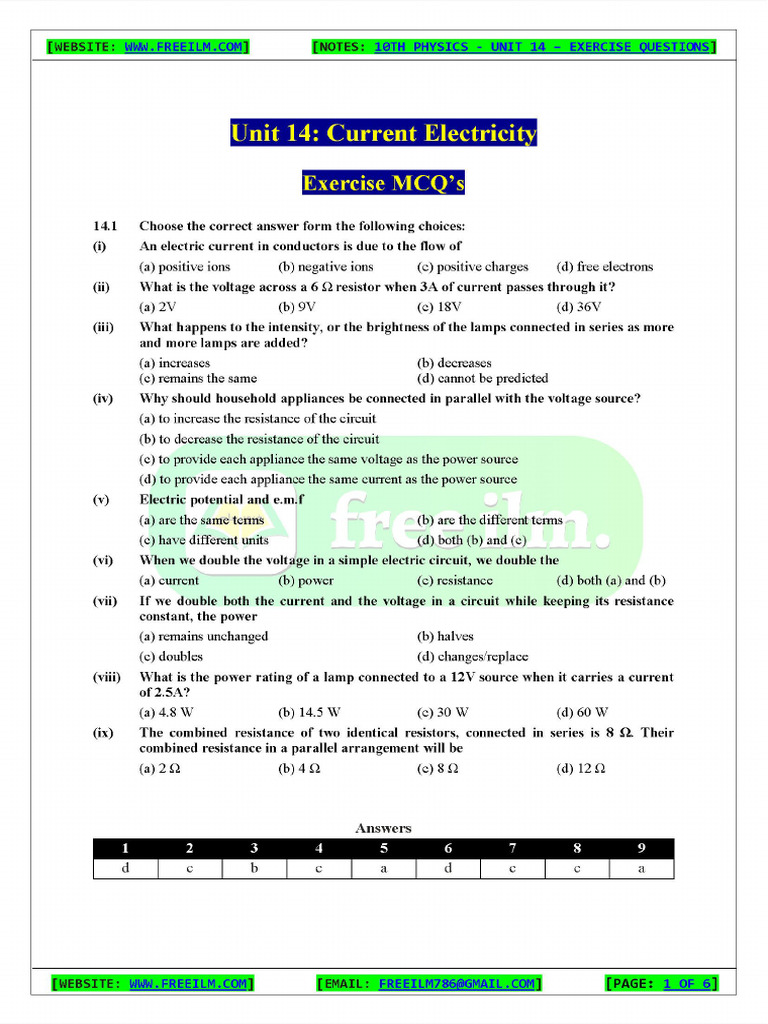 10th Phy CH 14 Exercise | PDF