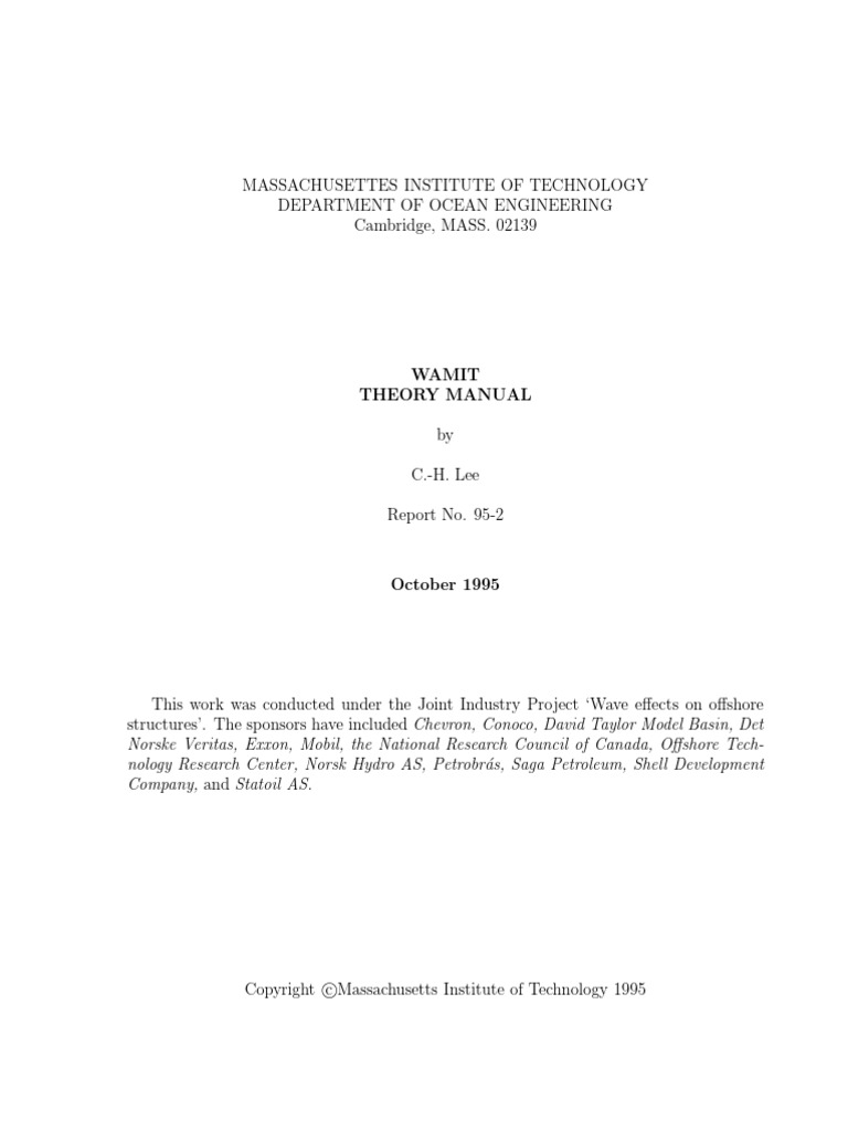 Wamit Theory Manual | PDF | Normal Mode | System Of Linear Equations