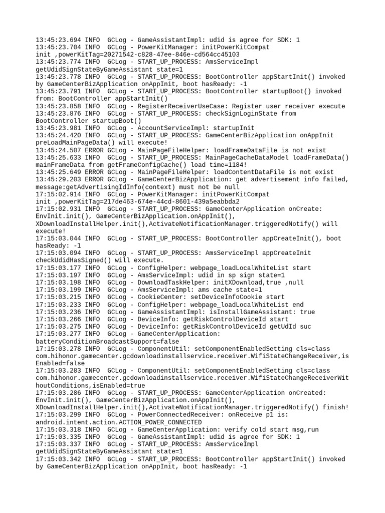GameCenter Startup and Errors Log | PDF | Internet Architecture | World Wide Web