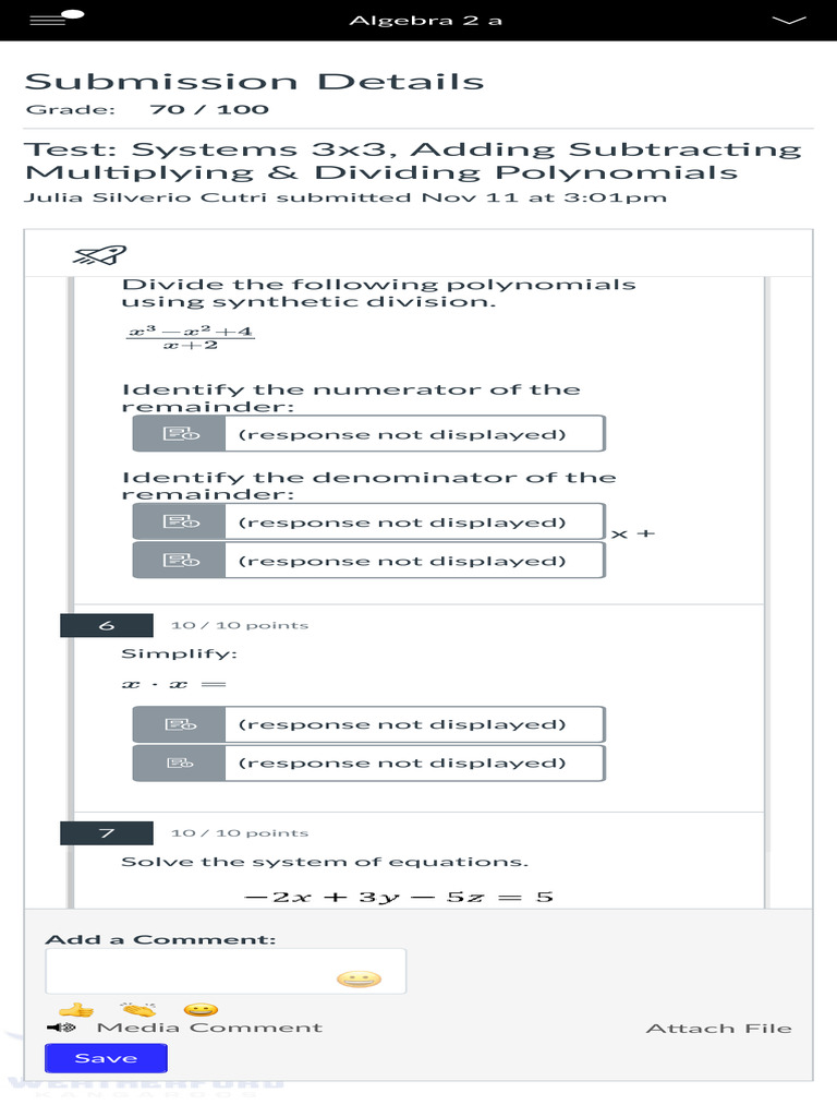 Algebra 2: Polynomial Operations Test | PDF