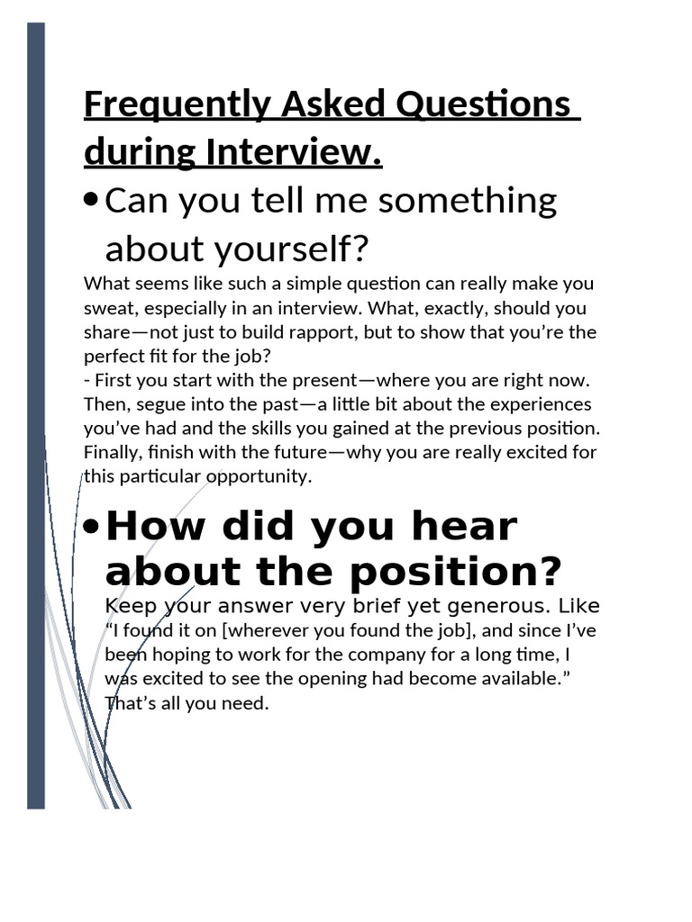 Frequently Asked Questions During Interview | PDF | Sauce | Oven