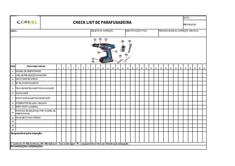 Check List de Parafusadeira | PDF