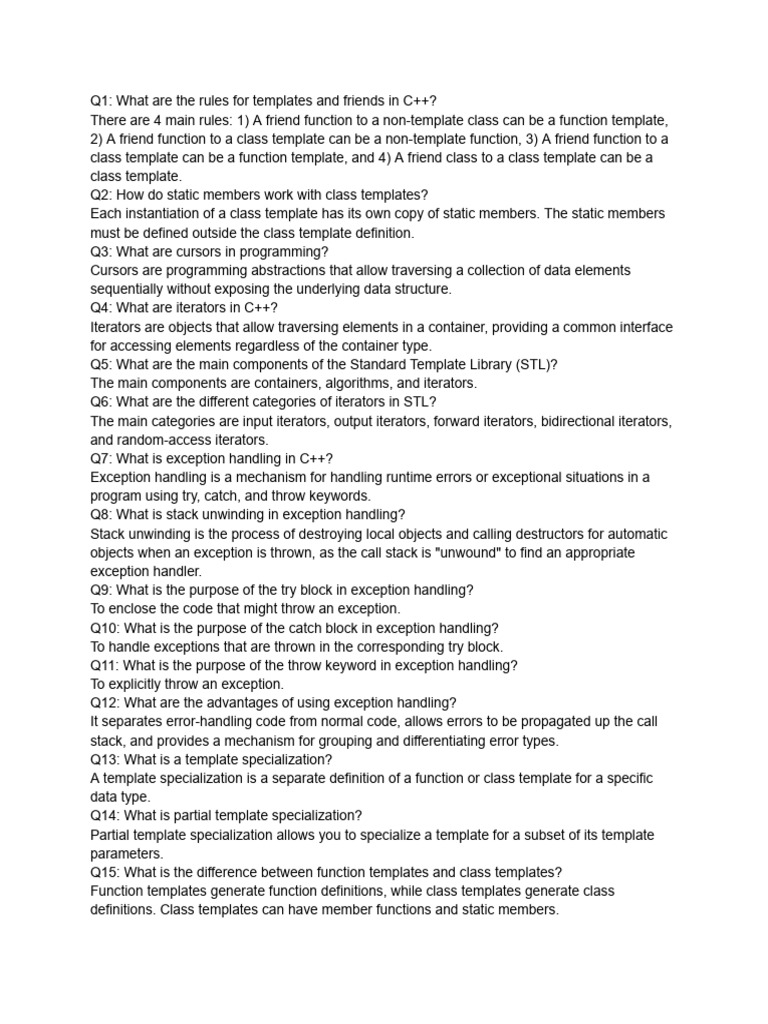 CS304 imp shorts | PDF | C++ | Class (Computer Programming) CS304 imp shorts | PDF | C++ | Class (Computer Programming)