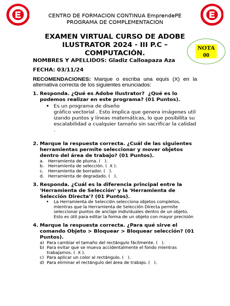 Examen Virtual Adobe Illustrator 2024 | PDF