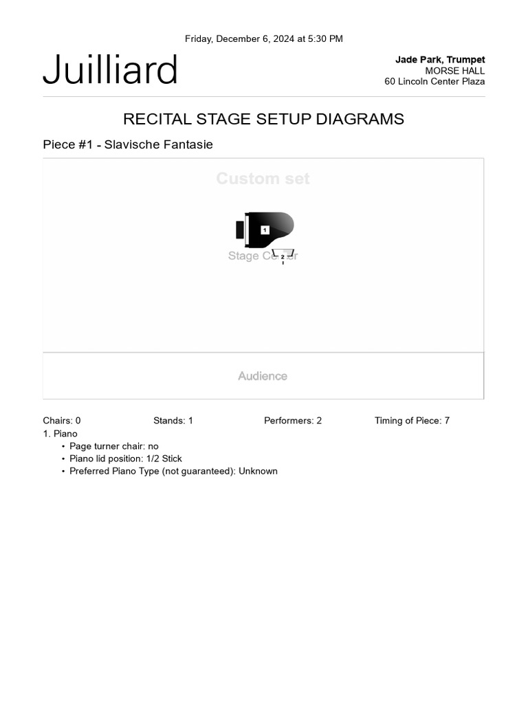 Juilliard Recital Stage Setup 5866 | PDF