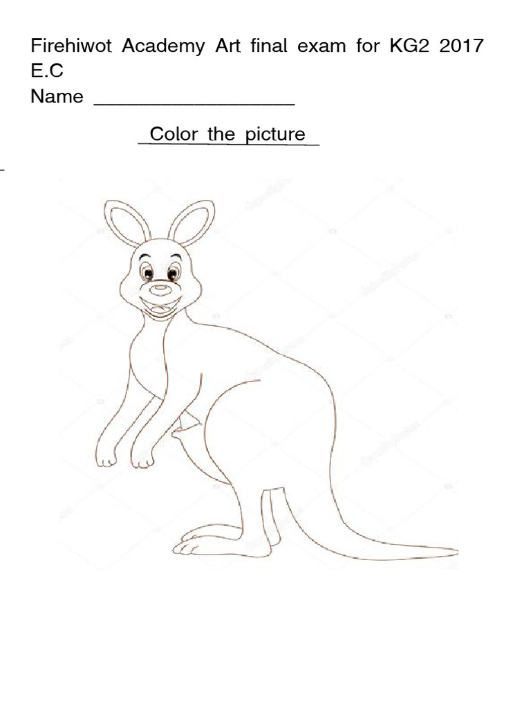 Color The Kangaroo Exam For Kindergarten | PDF