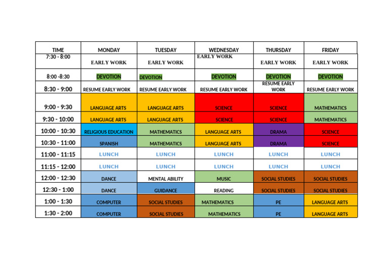 4.2 Timetable 2024-2025 | PDF