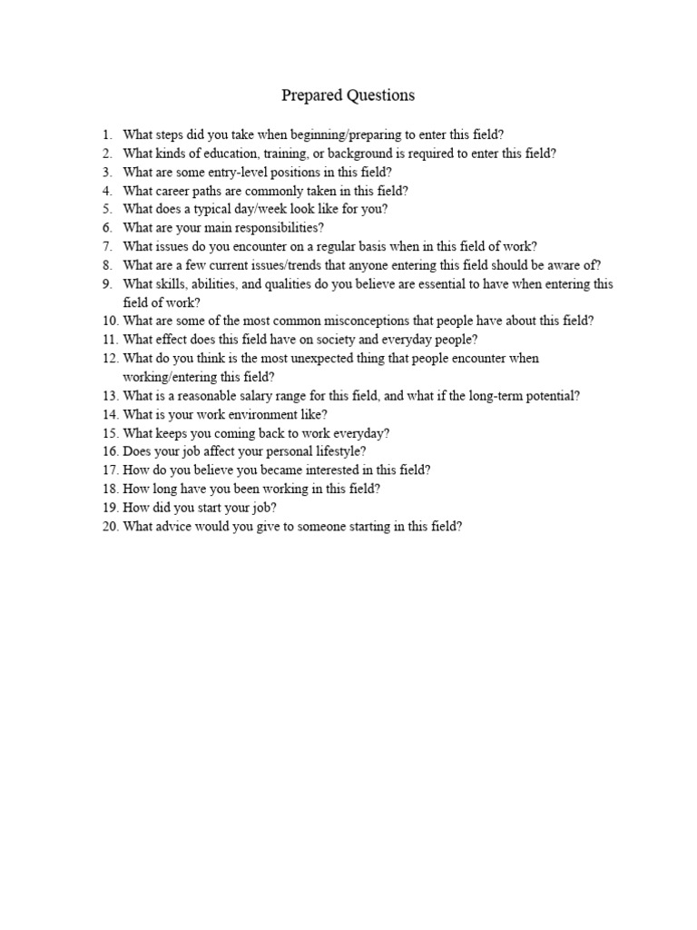 Prepared Interview Questions | PDF