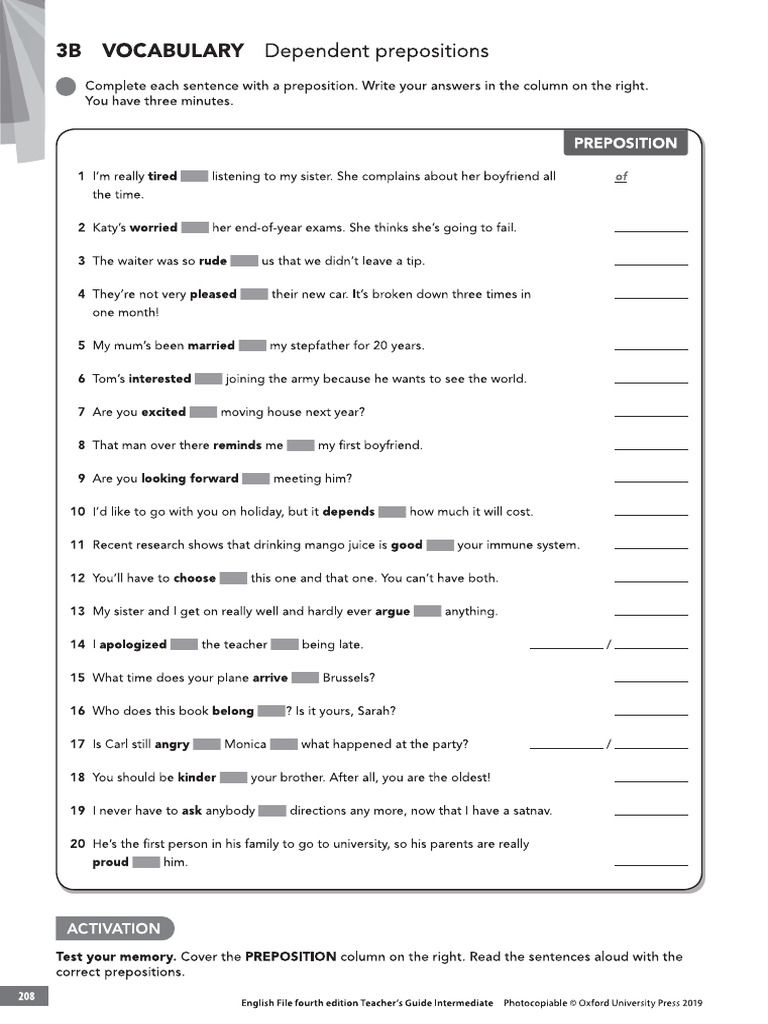 3B VOCABULARY_ dependent prep | PDF