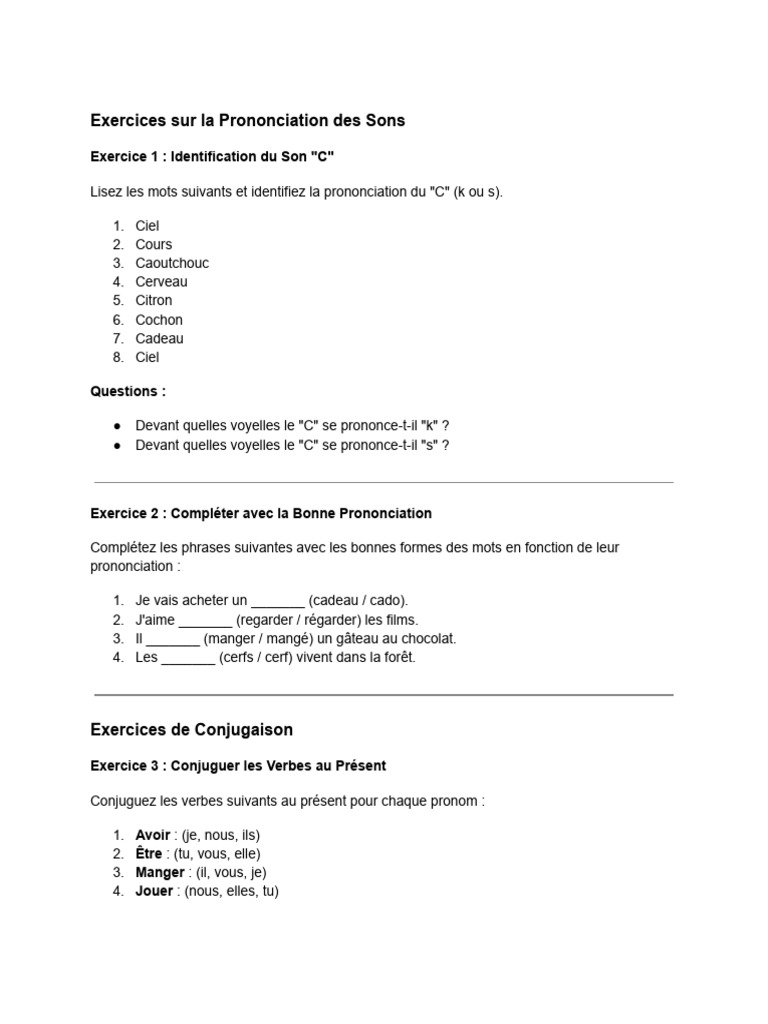 Prononciation et Conjugaison en Français | PDF | Linguistique