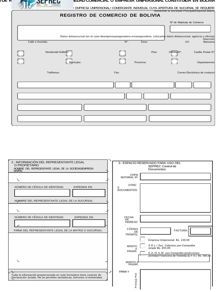 Formulario Seprec 1 | PDF | Sociedad de responsabilidad limitada