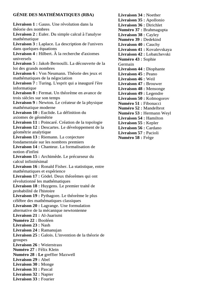 Génies Des Mathématiques | PDF | Mathématiques | Théorie des nombres
