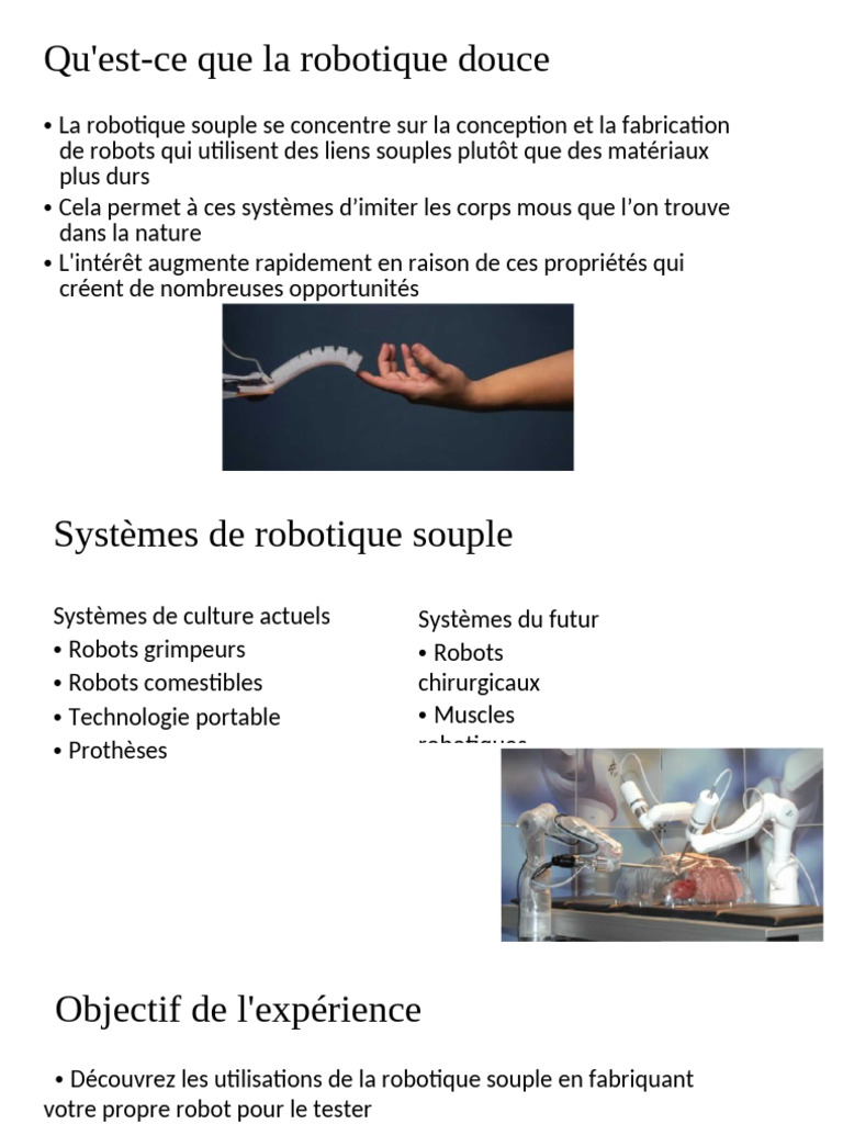 Script de présentation sur la robotique douce | PDF