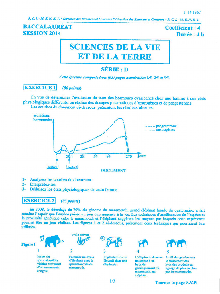 Bac D SVT 2014 | PDF