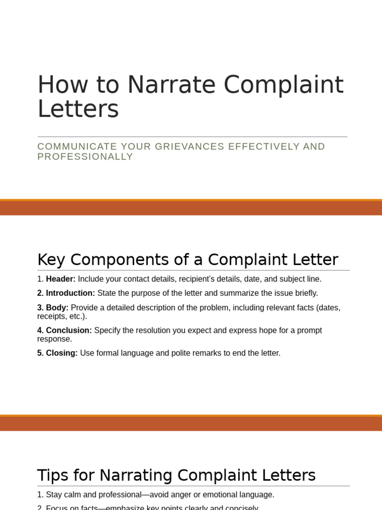 How To Narrate Complaint Letters | PDF