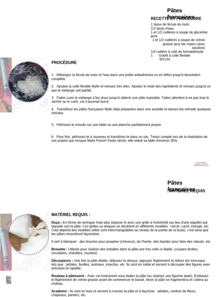 Recette de Pâte Française Mylin | PDF | Peinture | Peinture à l'huile