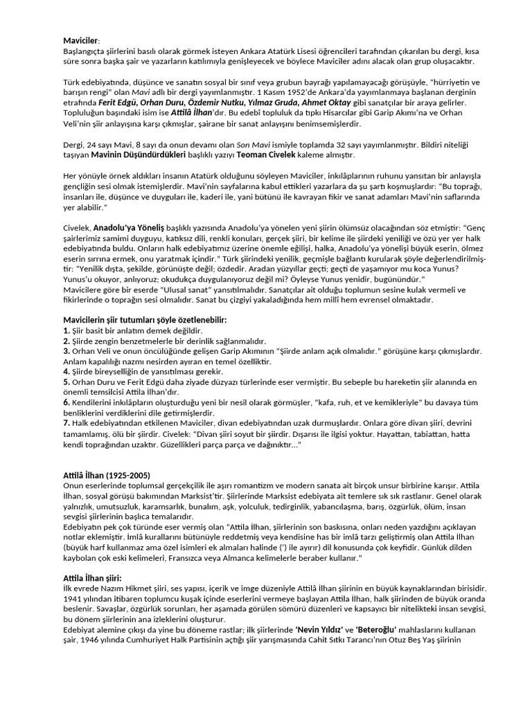Attila İlhan - MAVİCİLER | PDF