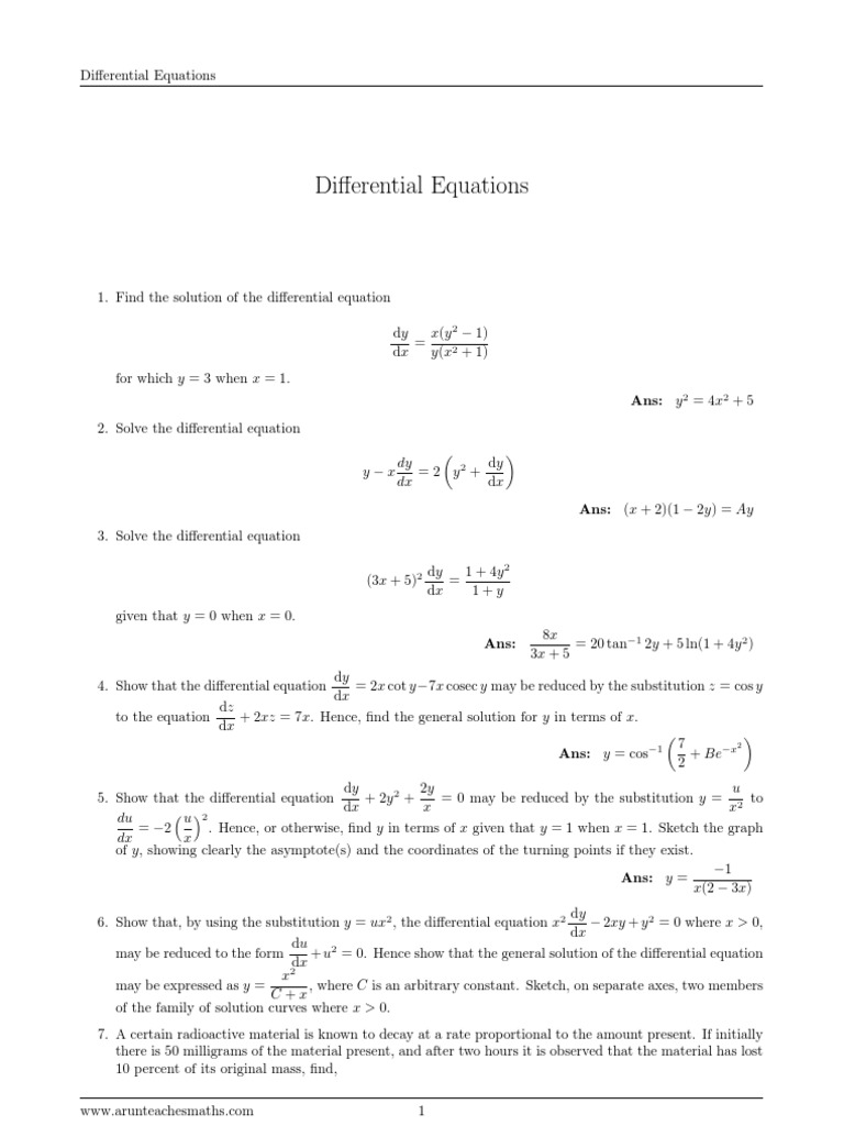 Differential Equations | Differential Equations | Equations