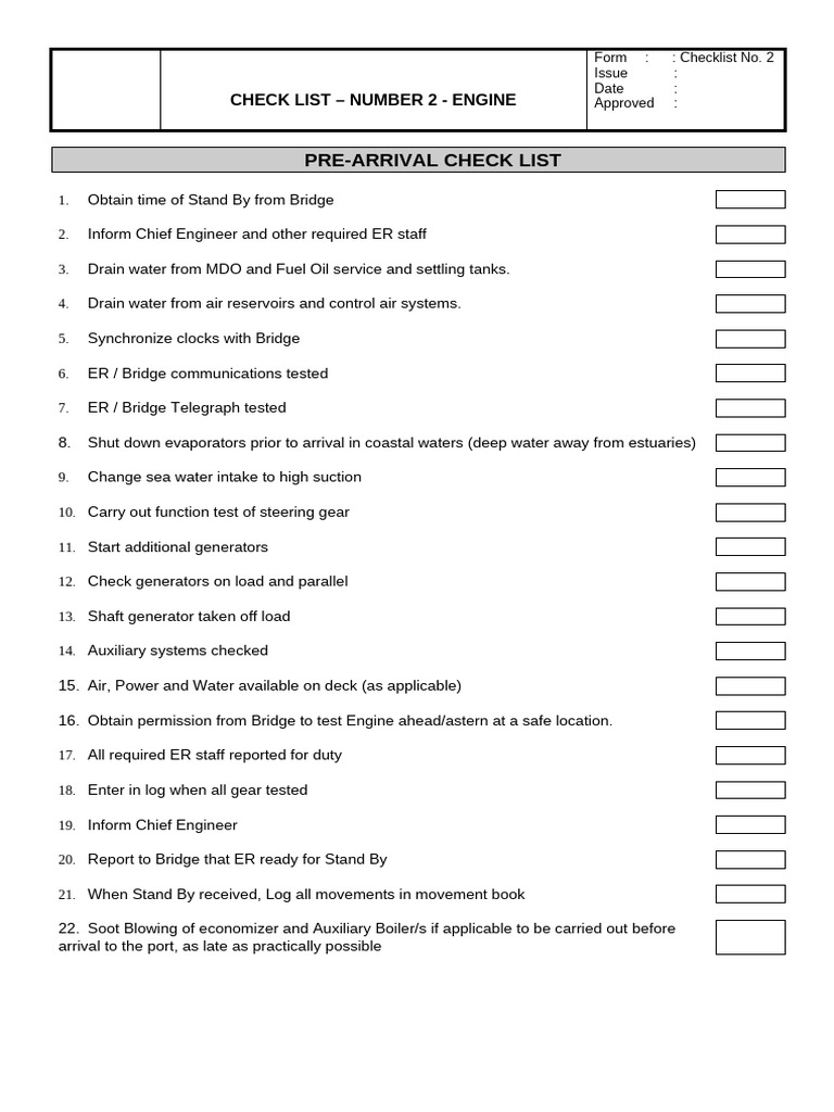 checklist 2 ENGINE | PDF