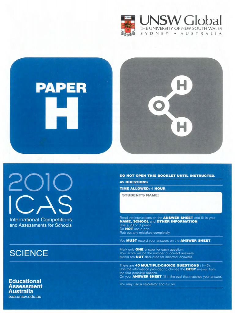 ICAS Science H 2010 | PDF