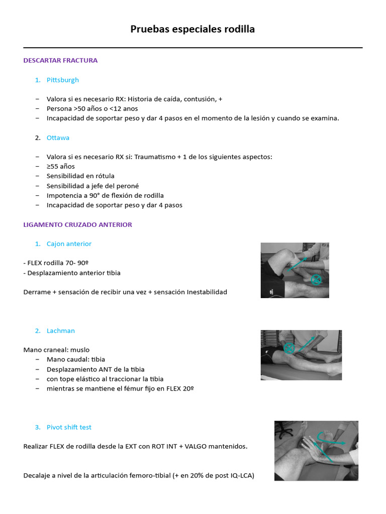 Pruebas Diagnósticas de Rodilla y Tobillo | PDF | Anatomía del miembro ...