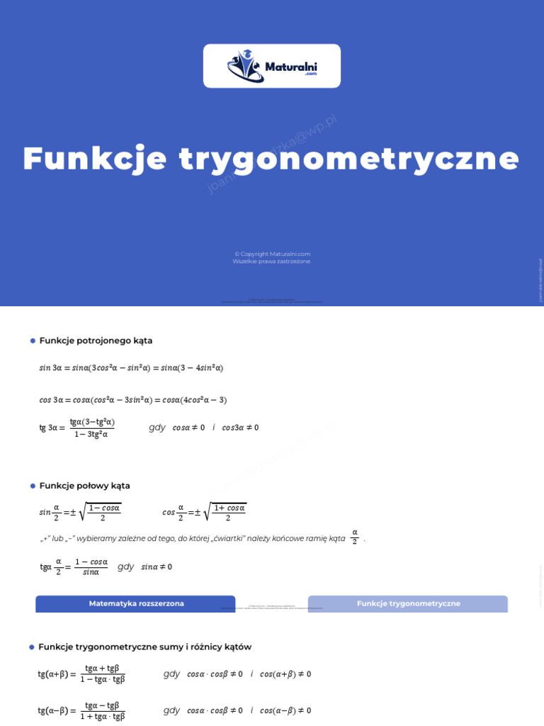 Trygonometria - Rozszerzenie | PDF