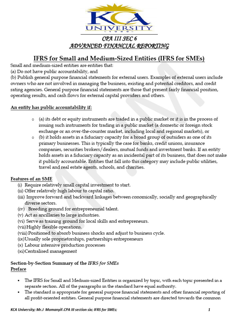 FRS For Small and Medium-Sized Entities (IFRS For SMEs) | PDF | Income ...
