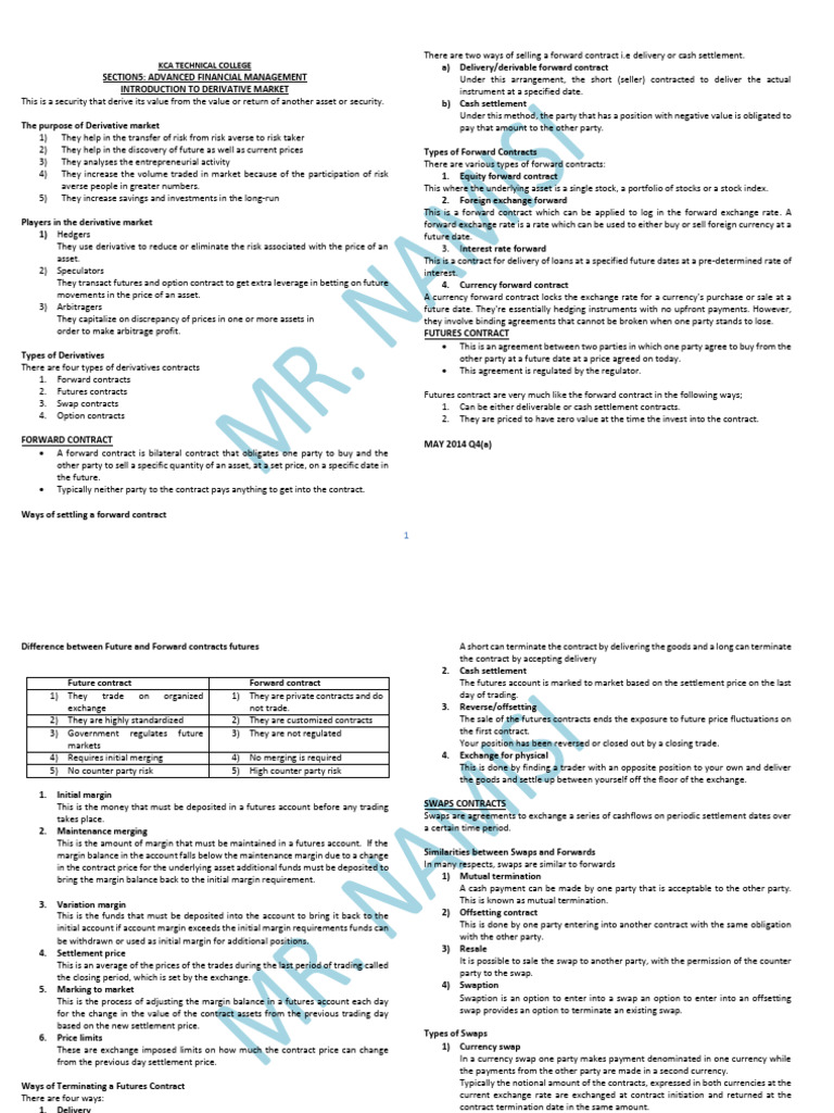 Introduction To Derivative Market (F) | PDF | Option (Finance ...