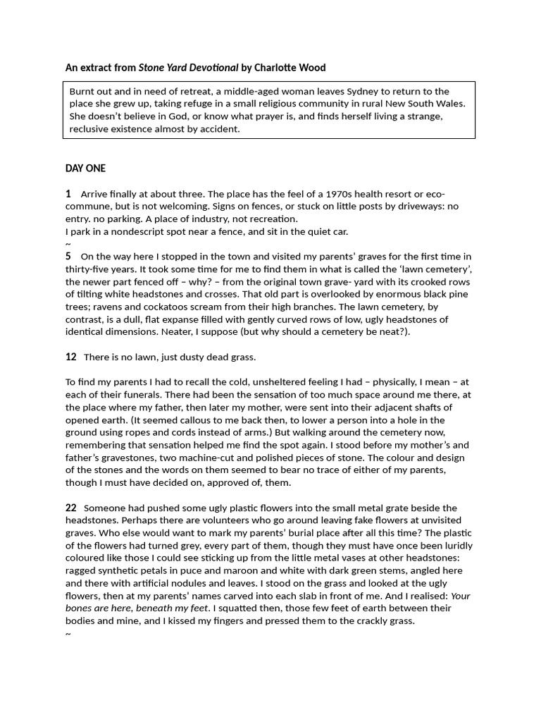 An Extract From Stone Yard Devotional by Charlotte Wood | PDF | Cemetery