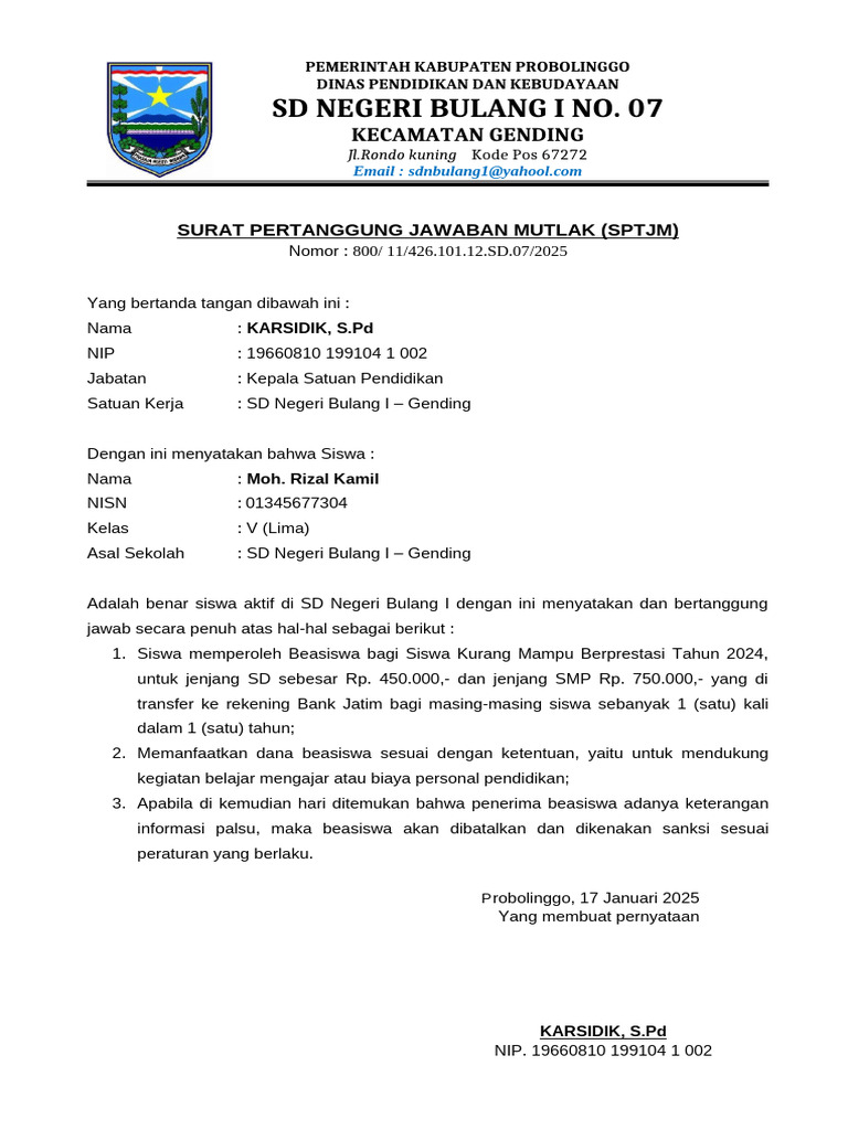 FORMAT SPTJM (WAJIB) (1) | PDF