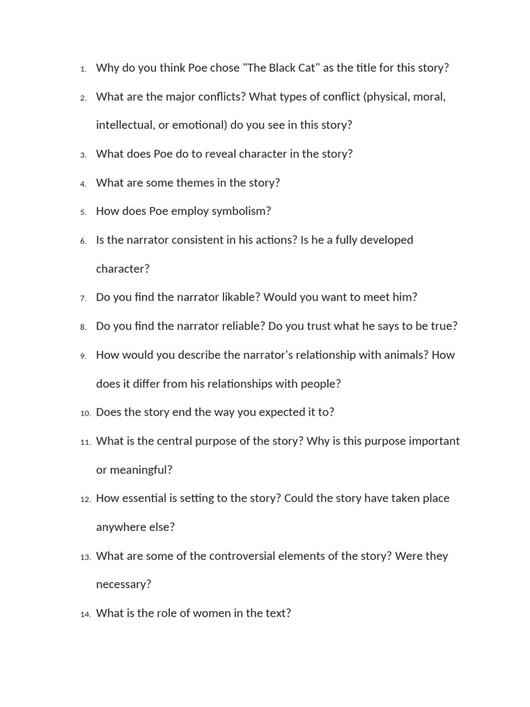 The Black Cat Questions | PDF