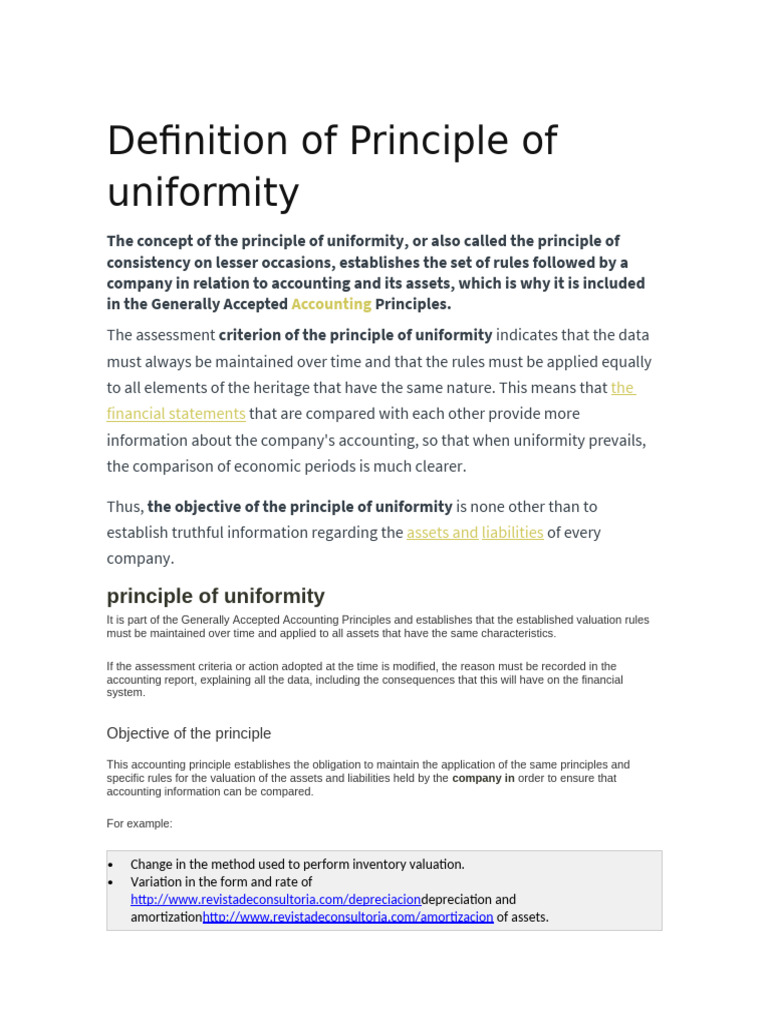 Definition of the Principle of Uniformity.docx | PDF | Valuation ...