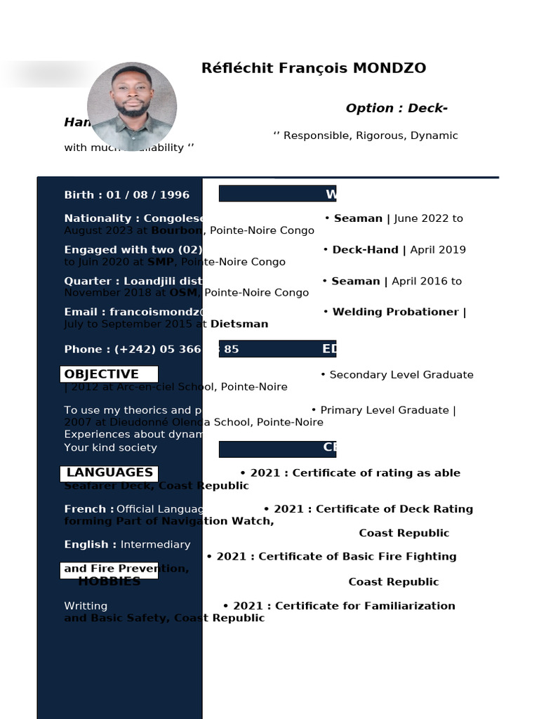 CV Ang DH | PDF | Sailor | Watercraft
