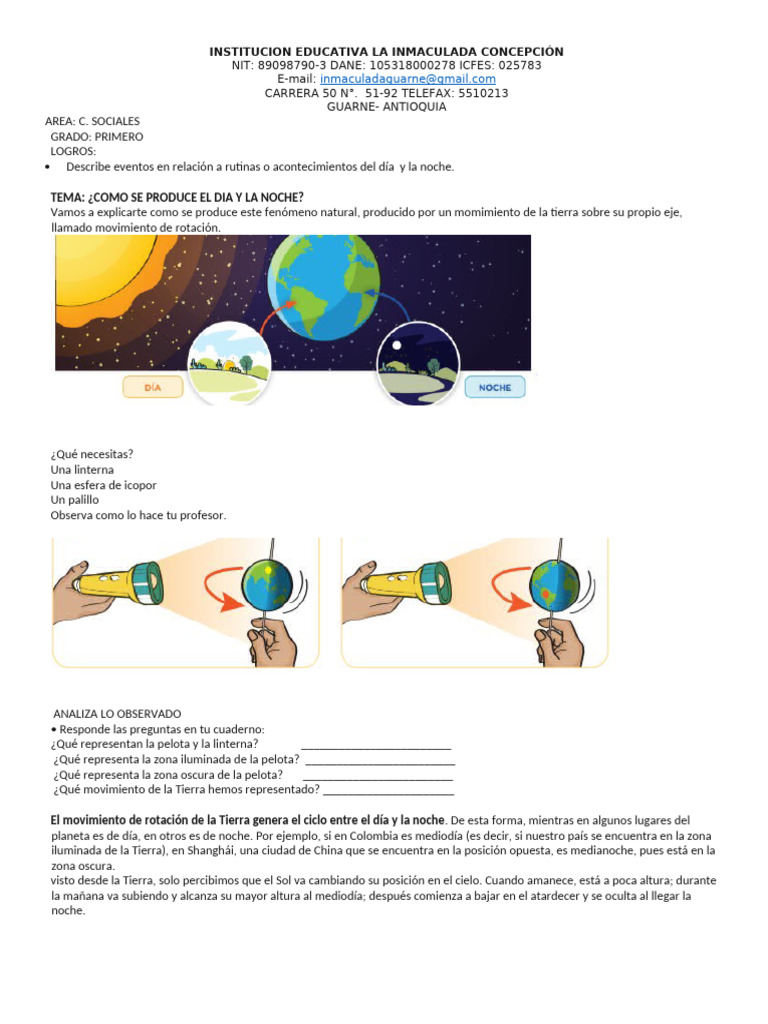¿Cómo se produce el día y la noche? | PDF