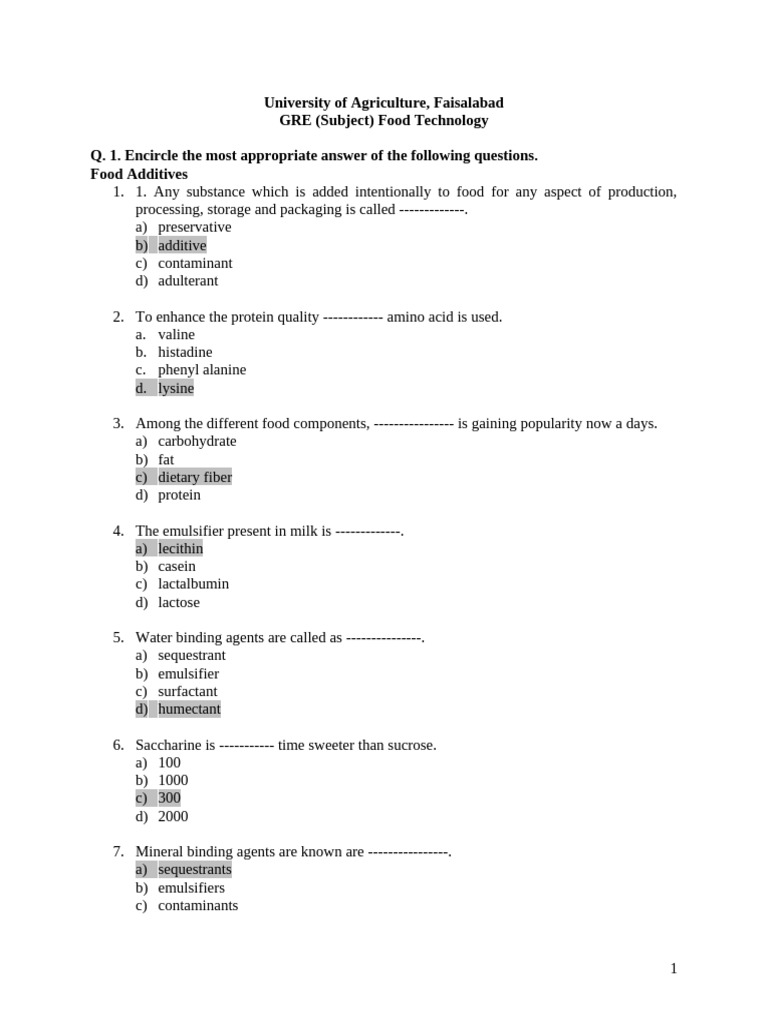 Solved Paper 2 GRE Questions | PDF | Flour | Hazard Analysis And ...