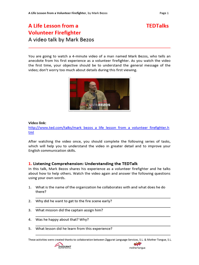 A Life Lesson Ted Talk Mark Bezos | PDF