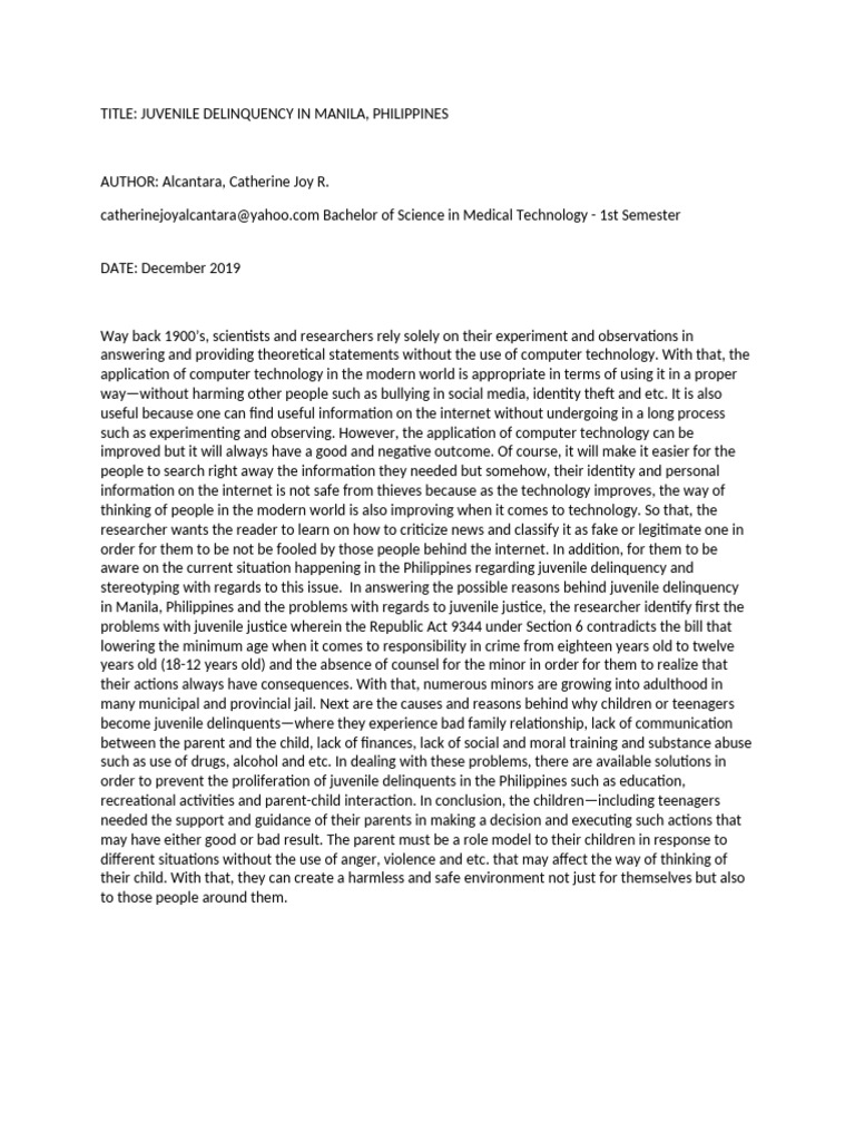 RRL-WPS Office | PDF | Adolescence | Juvenile Delinquency RRL-WPS Office | PDF | Adolescence | Juvenile Delinquency