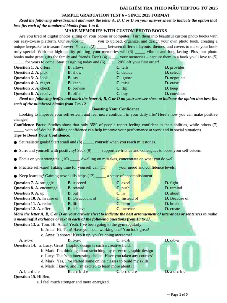 Sample Graduation Test Format 2025 | PDF | Multiculturalism | Creativity