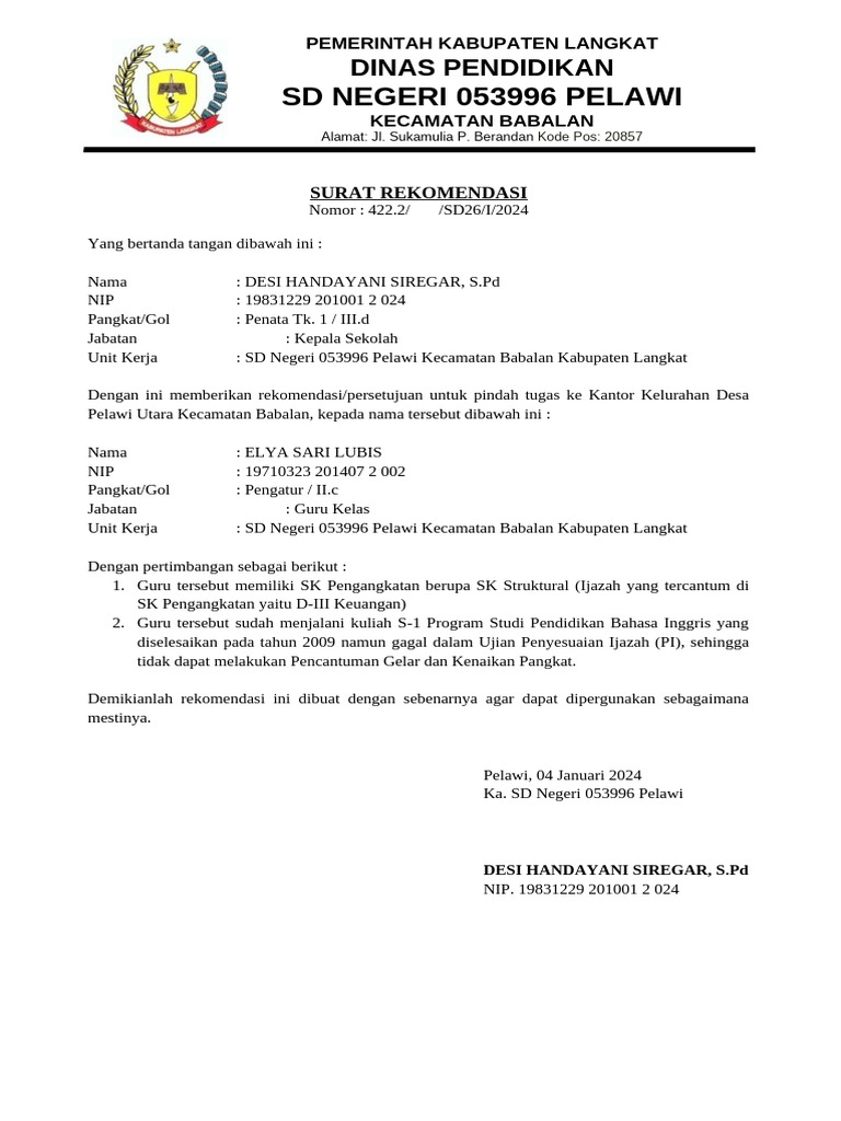 Surat Rekom Bu Eli | PDF