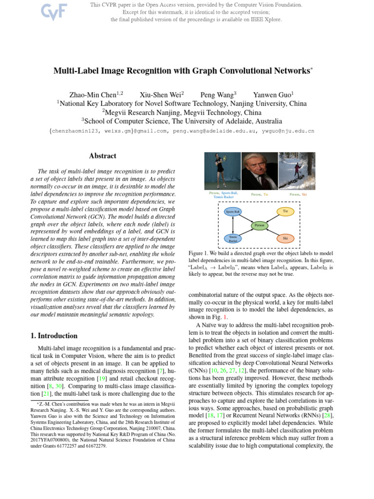 Chen Multi-Label Image Recognition With Graph Convolutional Networks CVPR 2019 Paper | PDF ...