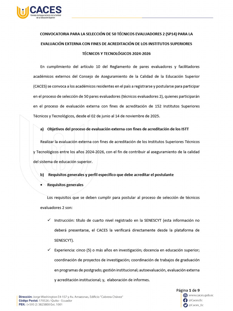 Convocatoria SP14 | PDF | Evaluación | Pensamiento