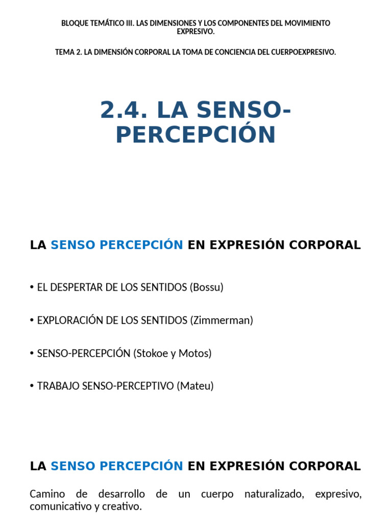 2.4. La Sensopercepción | PDF | Percepción | Sentidos